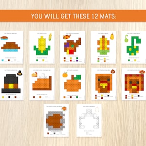 Thanksgiving Snap Cubes Mats, Connecting Cubes Task Cards, Preschool ...