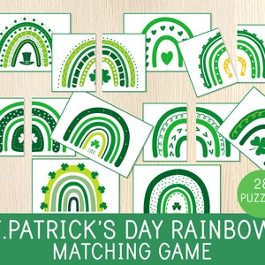 St. Patrick's Day Game, Rainbow Matching Activity, 28 Puzzles for ...