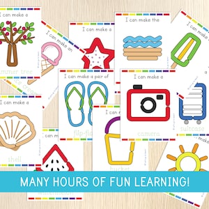 Summer Playdough Mats, 24 Visual Cards, Play Doh, Toddler Activity ...