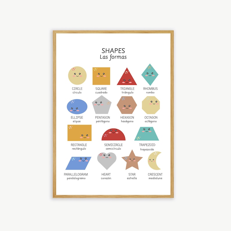 Shapes Poster in English & Spanish Bilingual Poster - Etsy