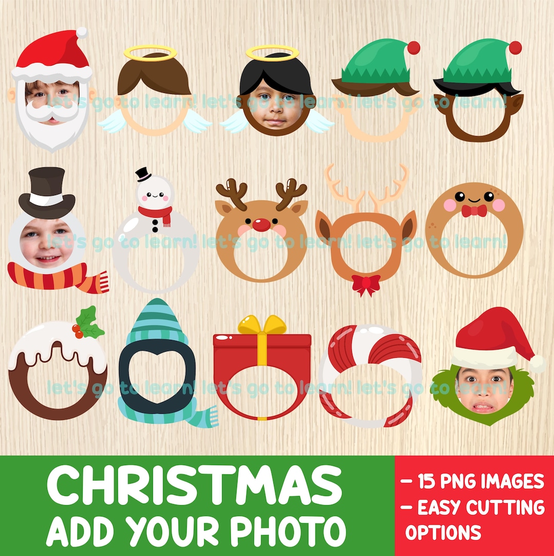 Christmas Add Your Own Photo Face BUNDLE - Cute Christmas Characters ...