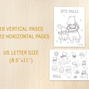 Fall Coloring Pages, 40 Sheets, Autumn Activity for Kids, Fall Party ...