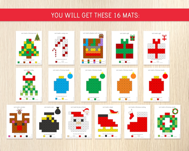 Christmas Snap Cubes Mats, Connecting Cubes Task Cards, Preschool ...