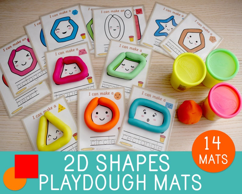 Shapes Play Dough Mats, 14 Visual Cards, Play Doh, Toddler Activity ...