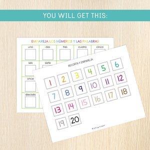 Number Matching Game in Spanish - Spanish Numbers Worksheet - Centers ...