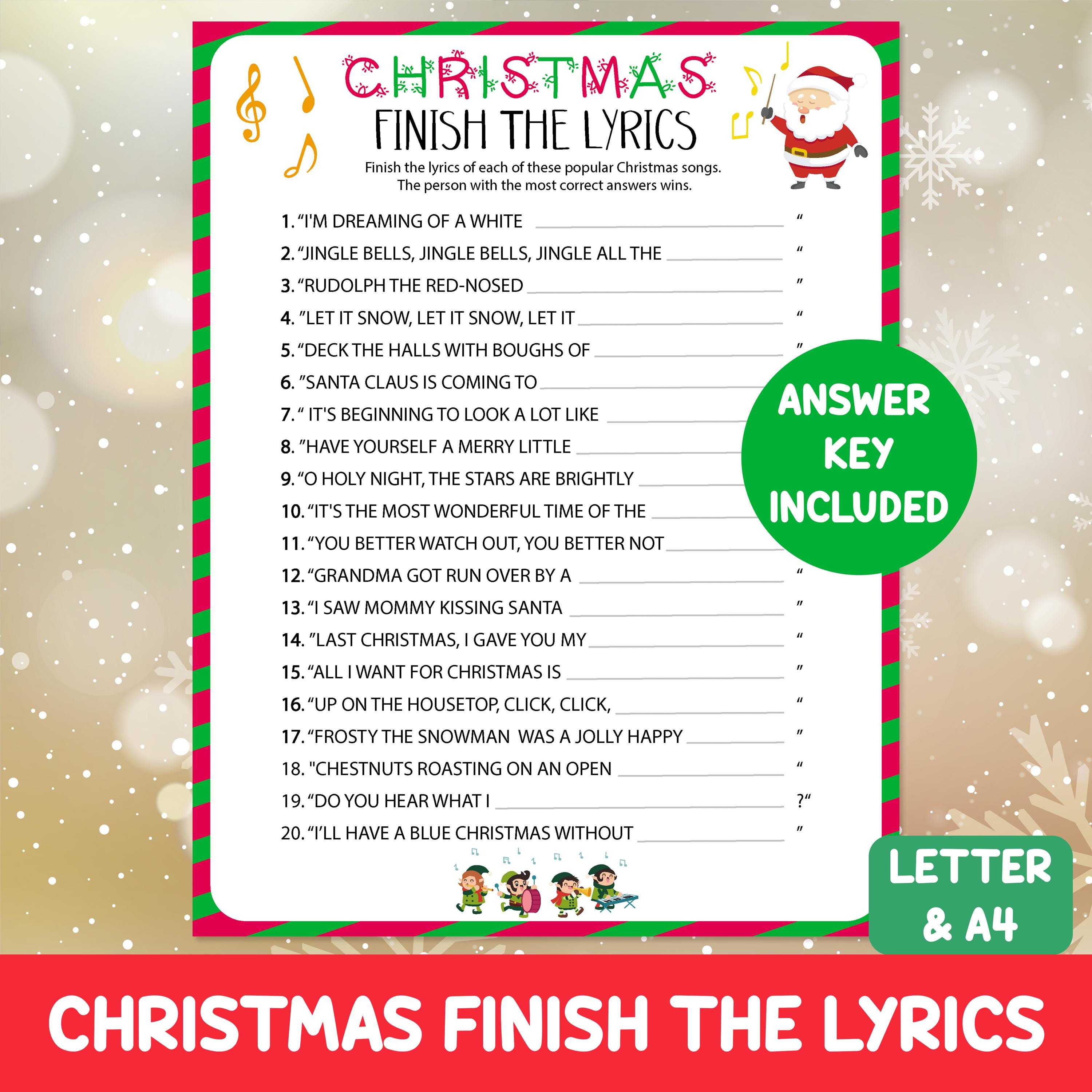 Christmas Finish the Lyrics Game - Christmas Song Trivia Quiz Game ...