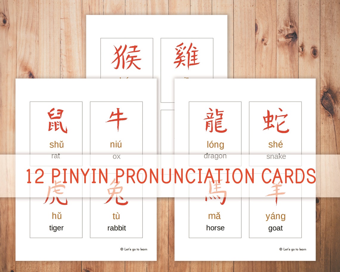 Chinese Zodiac Animals Chinese Mandarin and English | Etsy