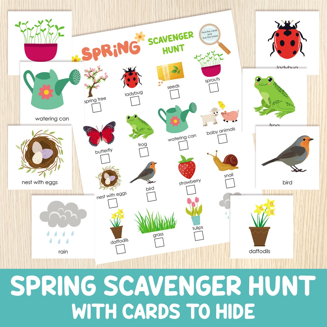 Spring Scavenger Hunt, Indoor Treasure Hunt With Cards to Hide ...