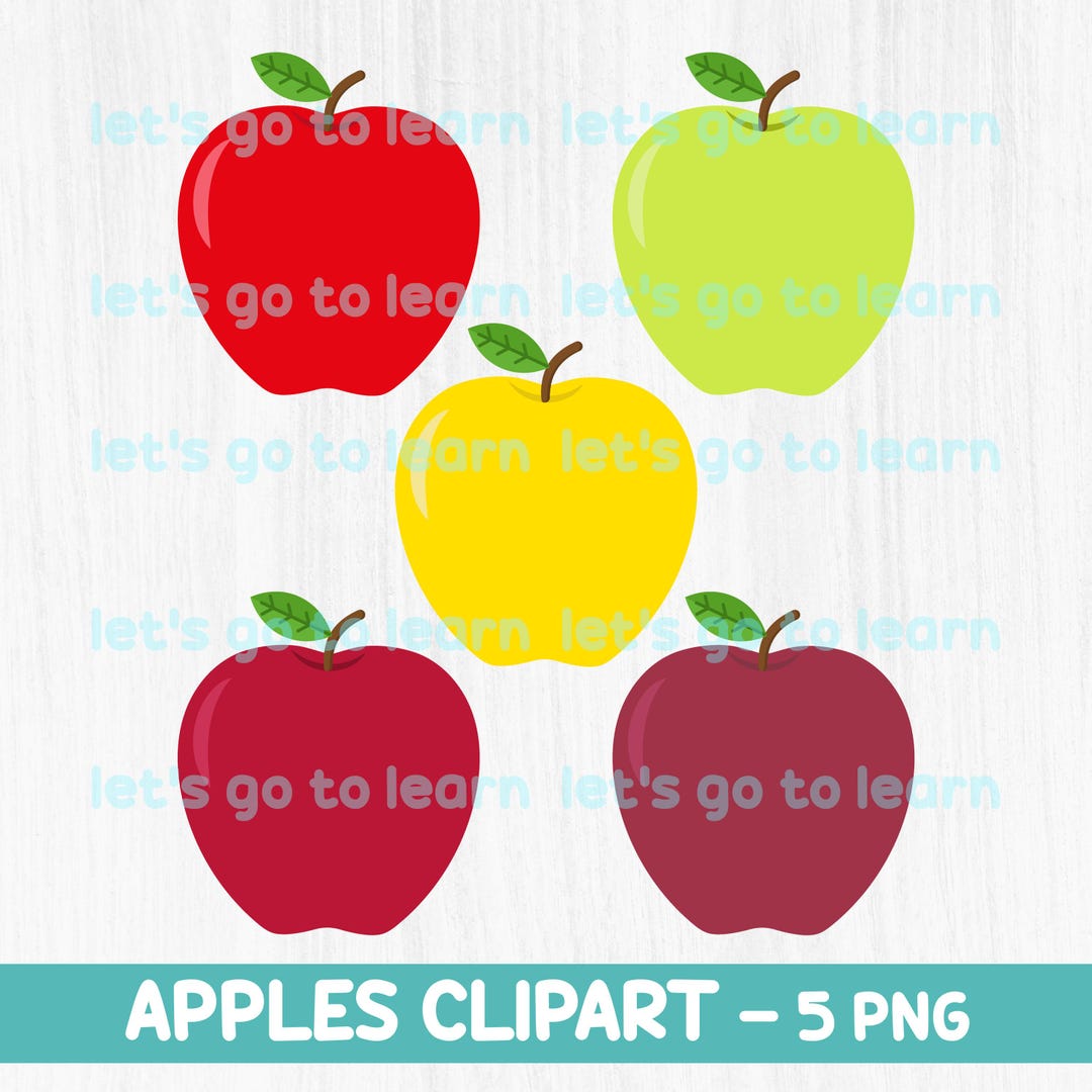 Apple Clipart Bundle - PNG Images - Flat Style - Fall, Autumn, Harvest ...