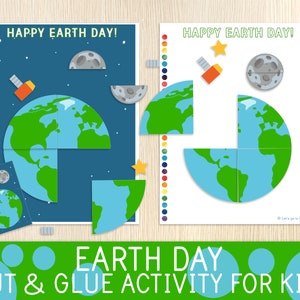 Earth Day Cut & Glue Activity, Toddler, Preschool, Kindergarten, Paper ...