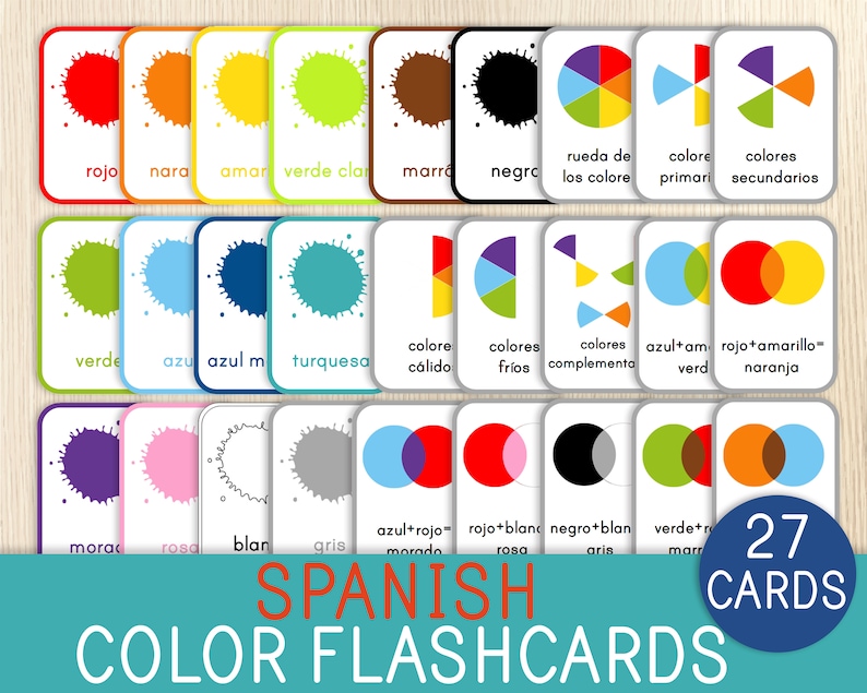 Color Flashcards in SPANISH Color Cards Preschool - Etsy