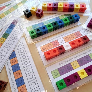 Patterns With Snap Cubes, Pattern Copy Cards, Counting or Connecting ...