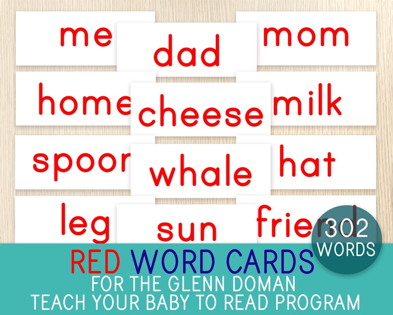 Red Word Cards Glenn Doman Teach Your Baby to Read Program - Etsy