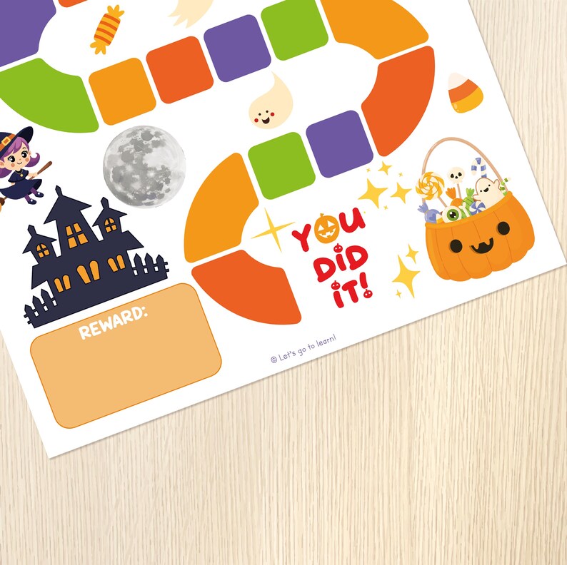 Halloween Reward Chart - Cute Sticker Chart - Toddler, Preschool Kids ...