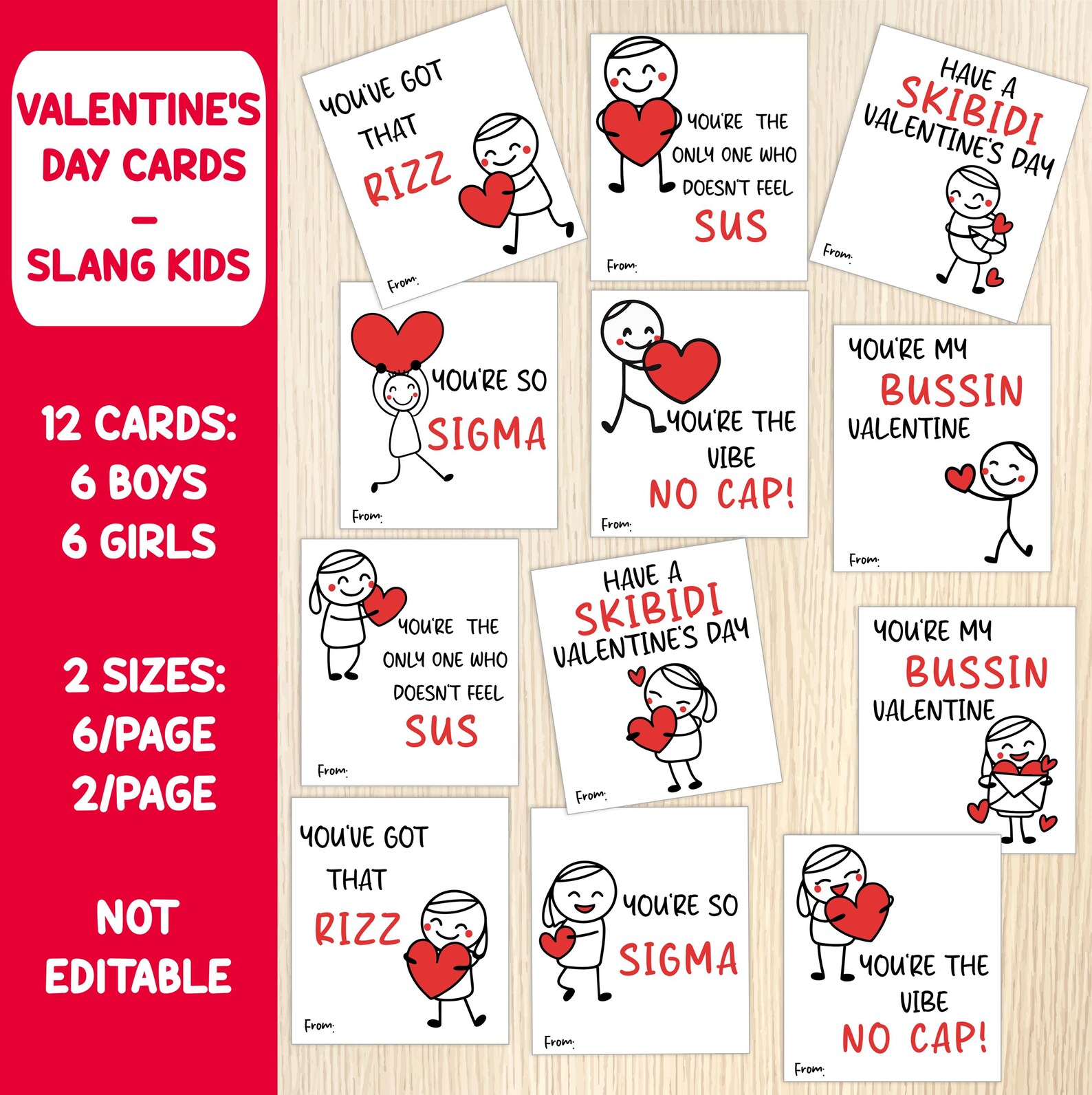 Slang Kids Valentine's Day Cards - Funny Printable Classroom Valentine ...