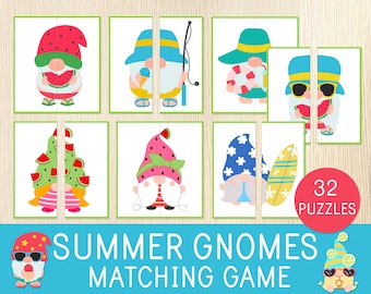 Summer Gnomes Matching Game - Preschool Centers Activity - Summer ...