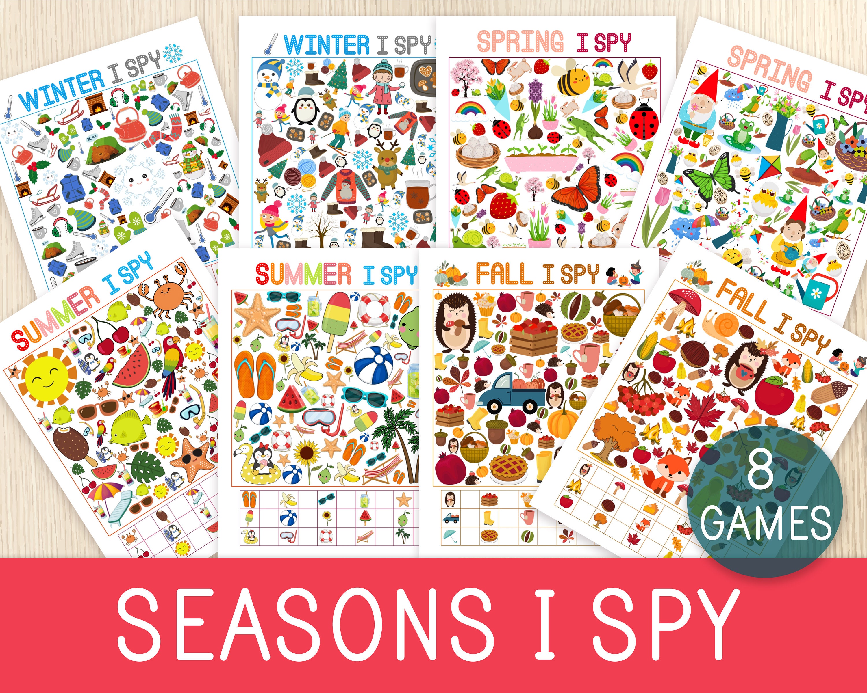 Seasons I Spy BUNDLE, Winter, Spring, Summer, Fall, Look and Find, Seek ...