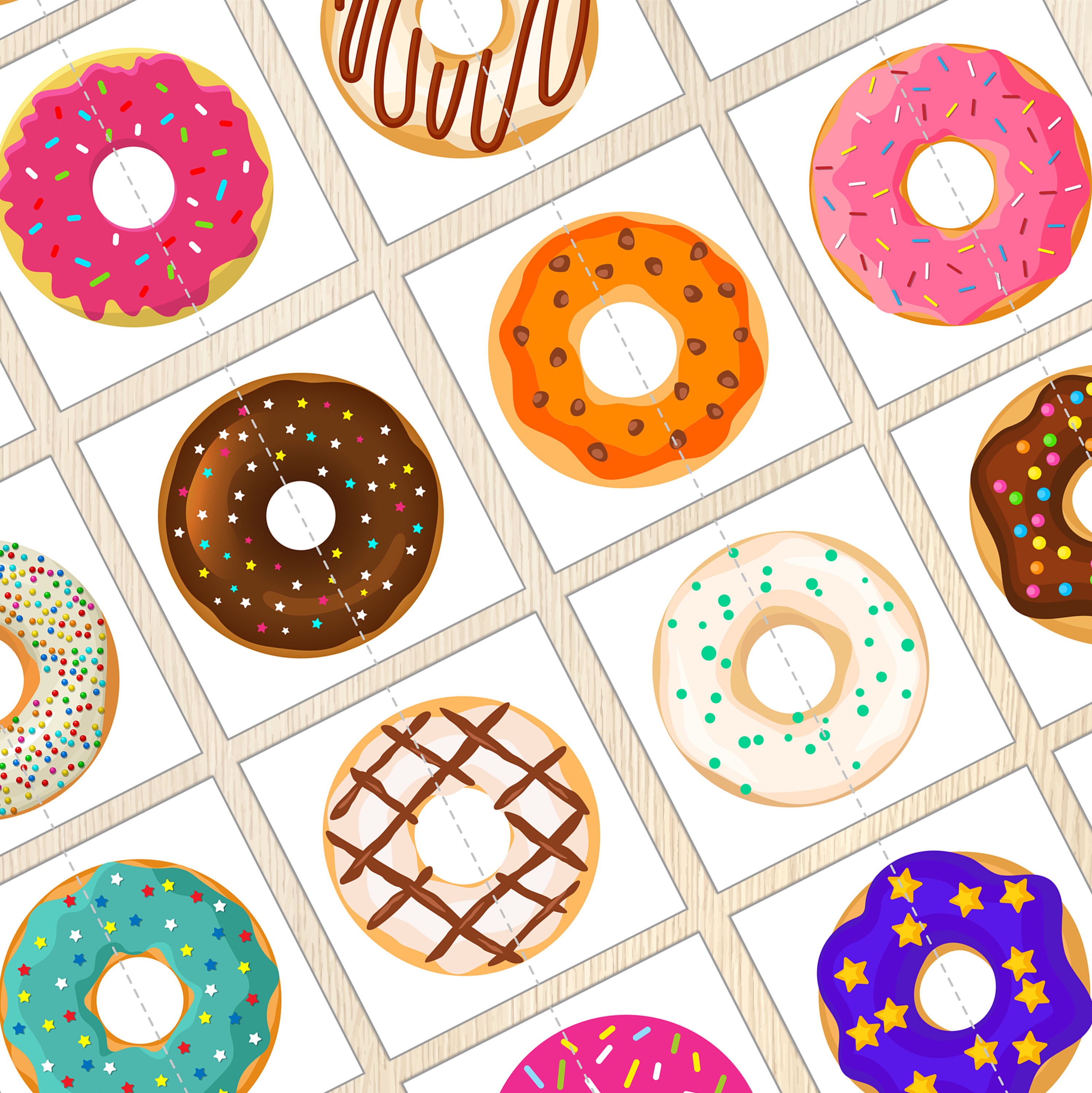Donut Matching Game, Match the Donuts Halves, Symmetry Puzzles, Toddler ...