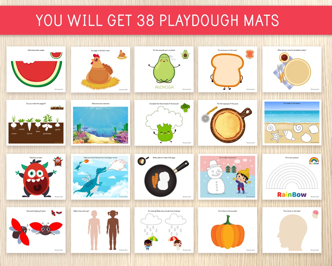 Playdough Mats Bundle - 38 Printable Mats - Modeling Dough Activities ...