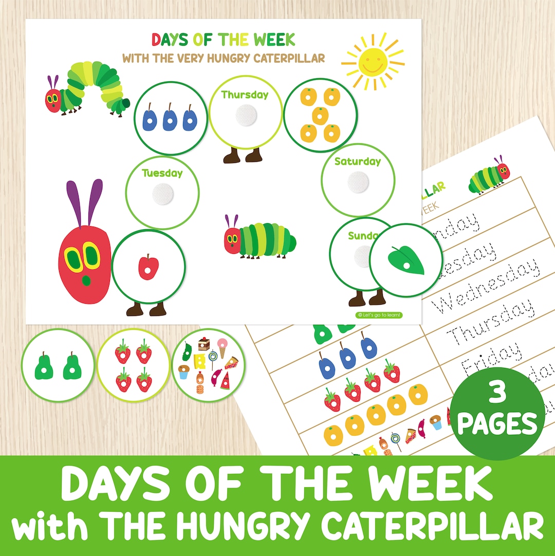 Days of the Week With the Very Hungry Caterpillar, Matching Game ...