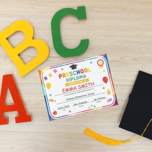 Preschool Graduation Certificate, Preschool Graduate Diploma, Printable ...
