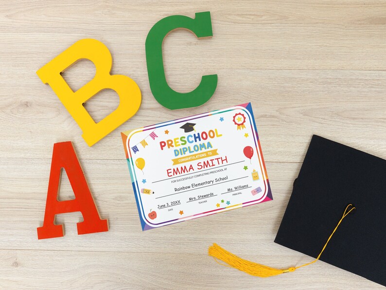 Preschool Graduation Certificate, Preschool Graduate Diploma, Printable ...