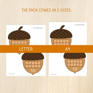 Fall Acorn Ten Frames, Number Mats, Playdough Mats, Autumn Activity ...