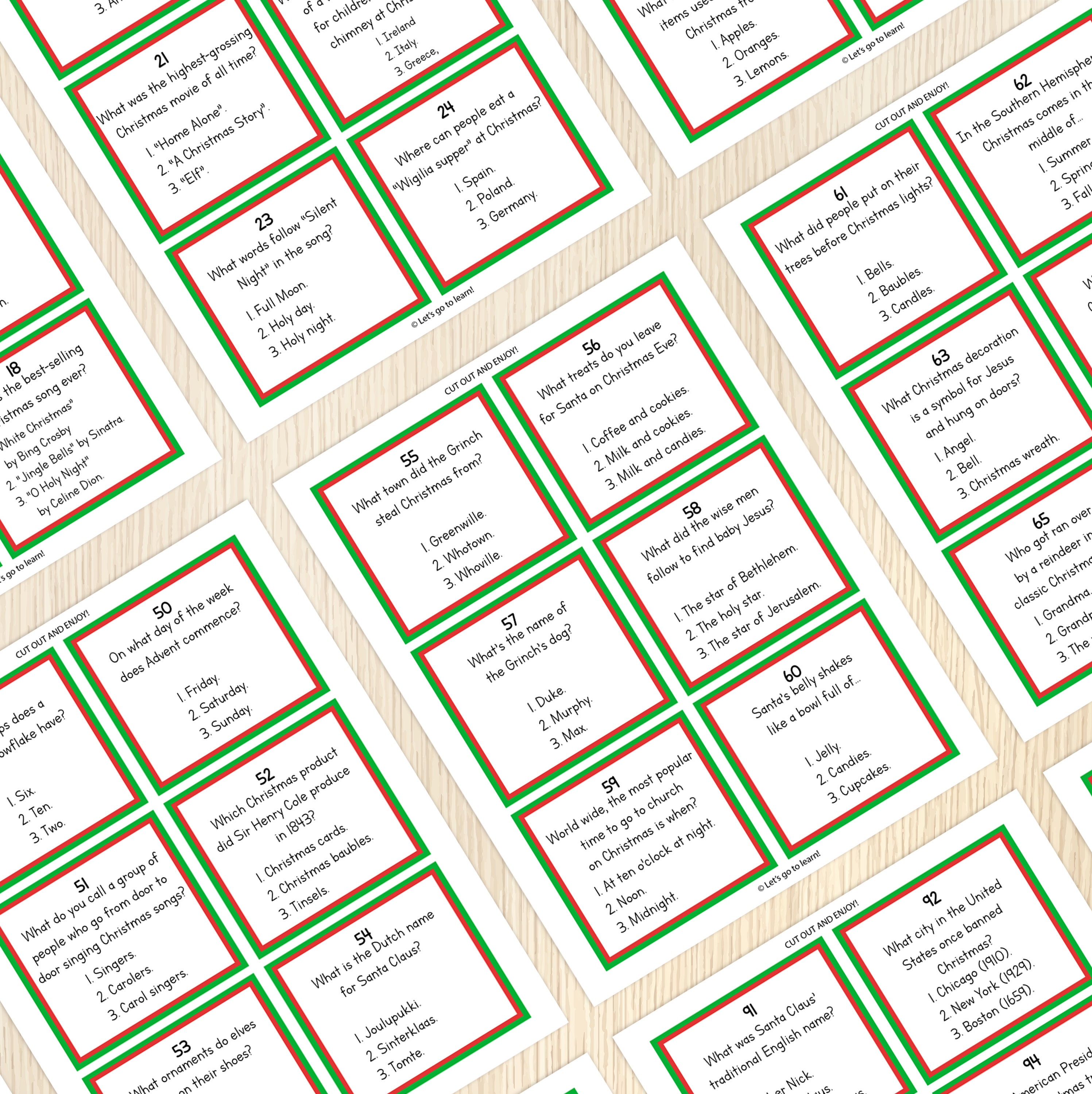 Christmas Trivia Game, 100 Question Cards, Christmas Party Games ...