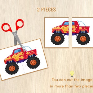 Monster Trucks Matching Activity, 26 Puzzles, Symmetry, Kids Puzzles ...