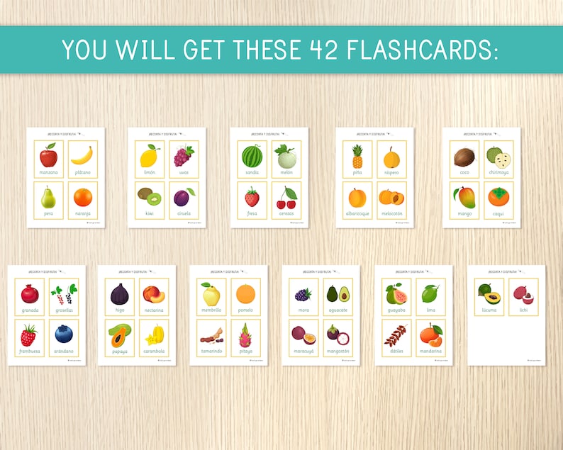 Fruit Flashcards in SPANISH- Spanish Vocabulary - Spanish Resources for ...