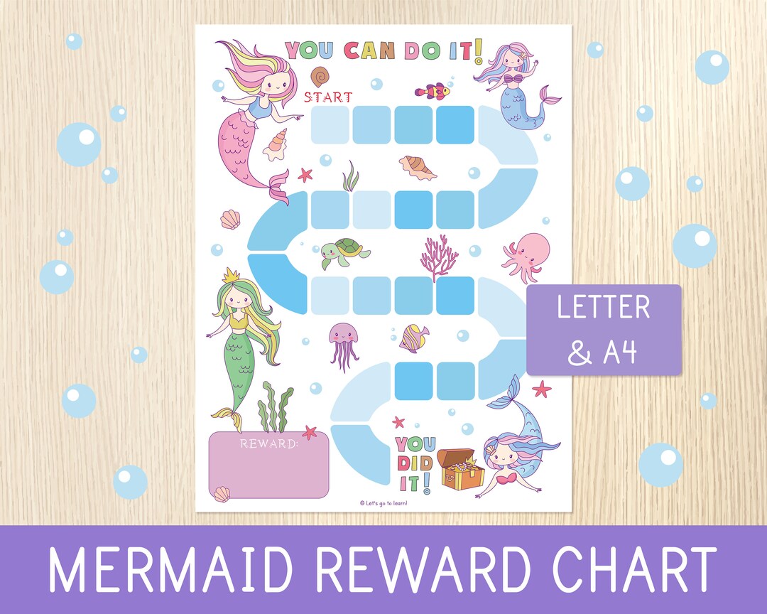 Mermaid Reward Chart, Sticker Chart, Toddler, Preschool, Potty Training ...