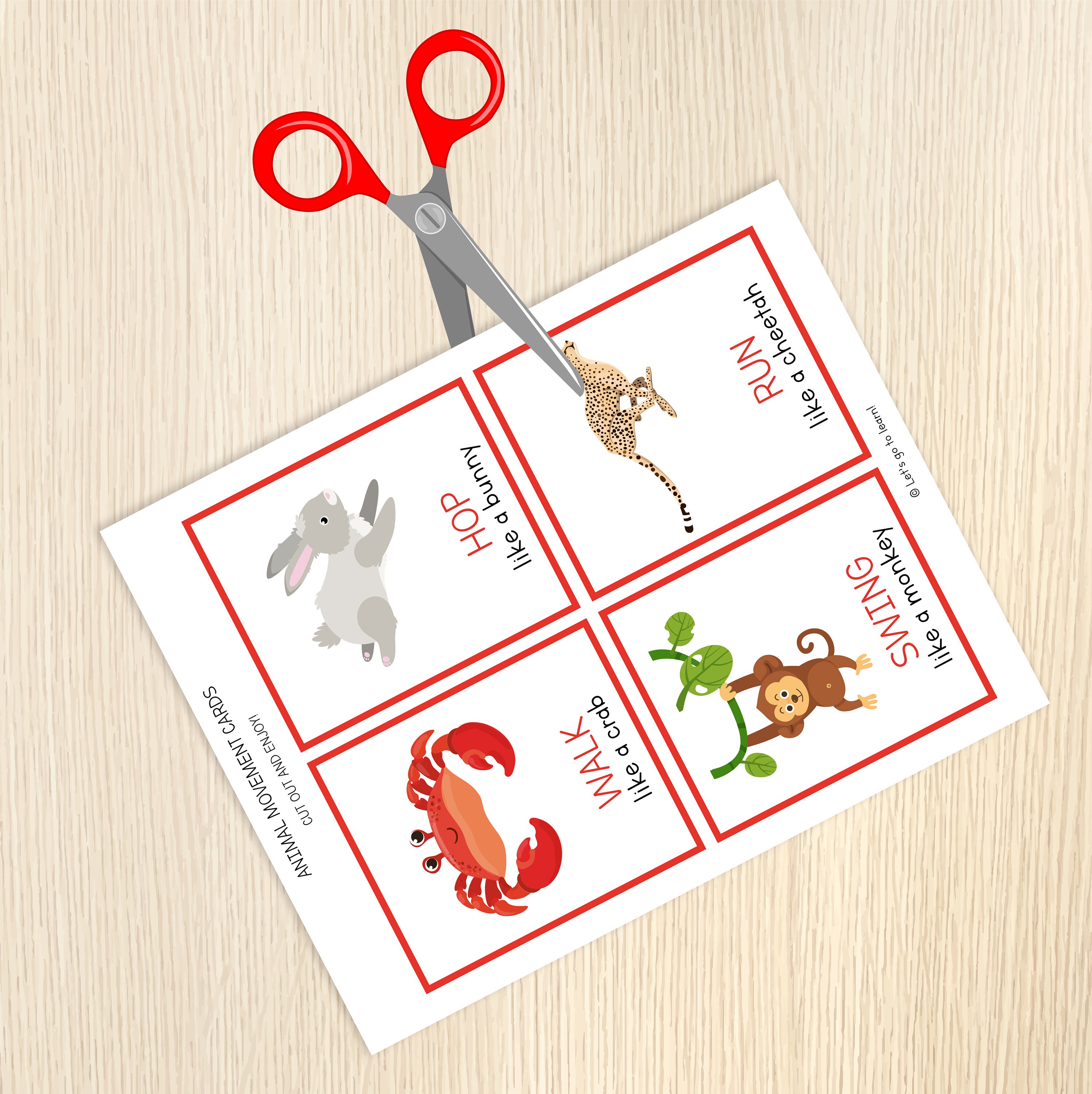 Animal Movement Cards, 40 Cards, Gross Motor Skills, Preschool ...