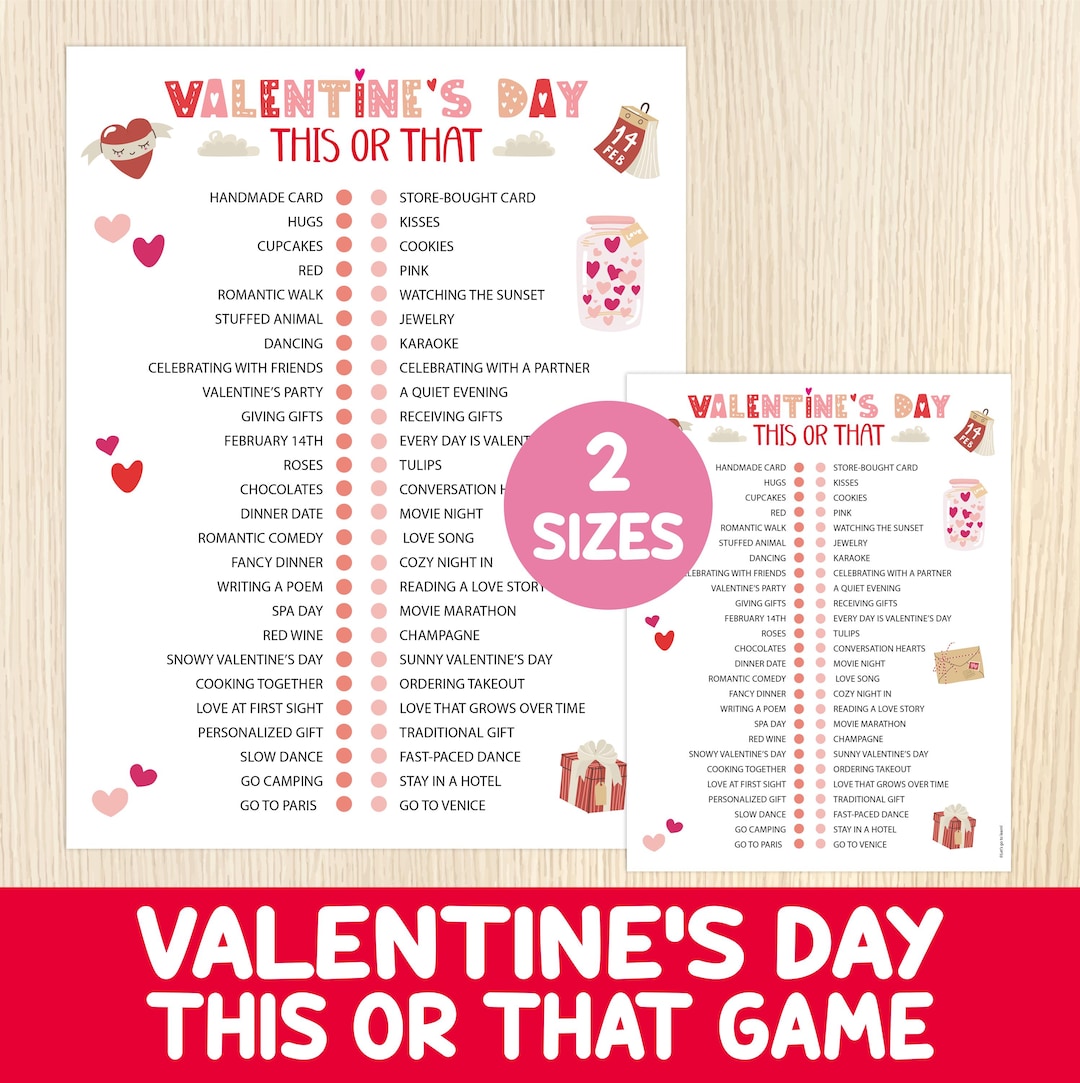 Valentine's Day This or That Game - Valentine's Would You Rather ...