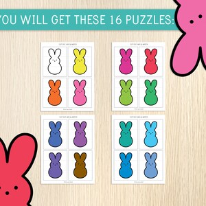 Easter Matching Game, Bunny Peeps Puzzles, Easter Activity for Toddlers ...