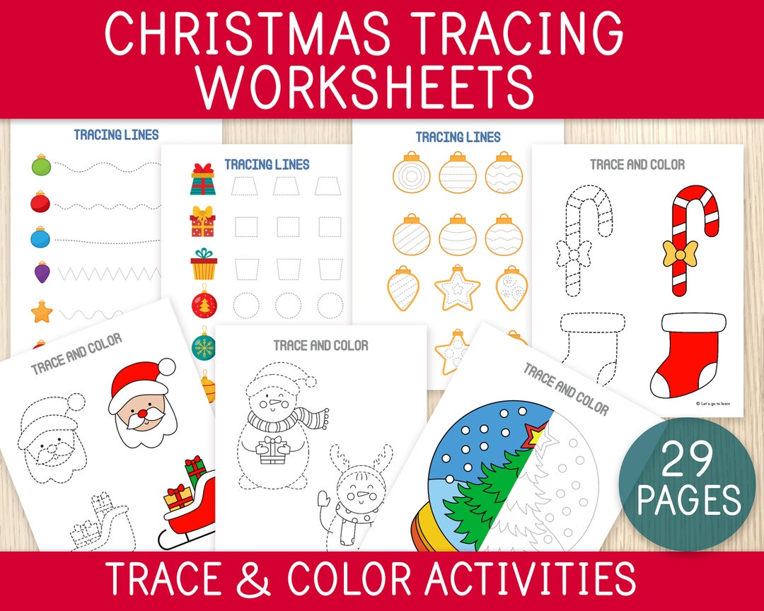 Christmas Tracing Worksheets, Tracing Practice, Pre-writing, Tracing ...