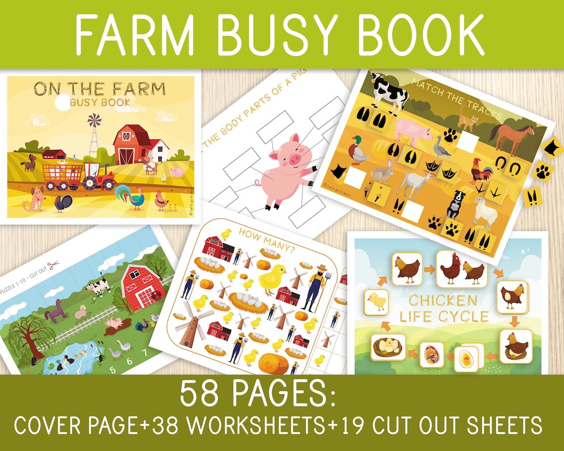 Farm Busy Book Farm Animals Toddler Preschool Kindergarten | Etsy