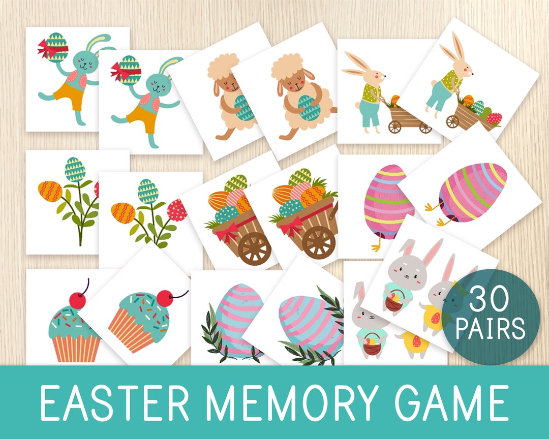Easter Memory Game, Matching Activity for Kids, Spring Game, Preschool ...
