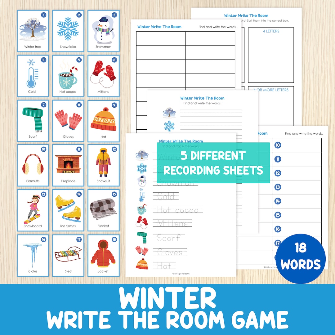 Winter Write the Room Game - Kindergarten Game - Literacy Centers ...