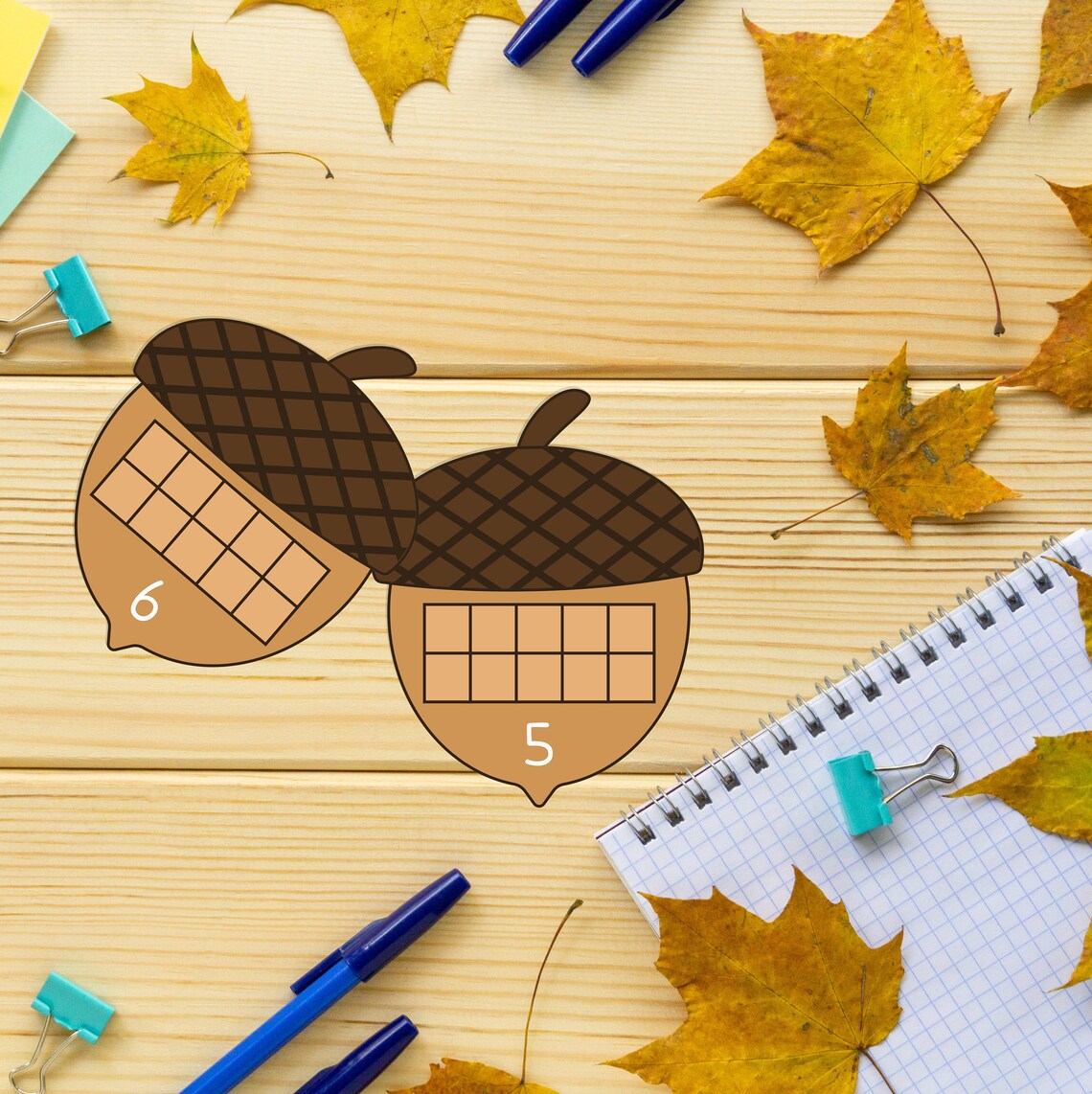 Fall Acorn Ten Frames, Number Mats, Playdough Mats, Autumn Activity ...