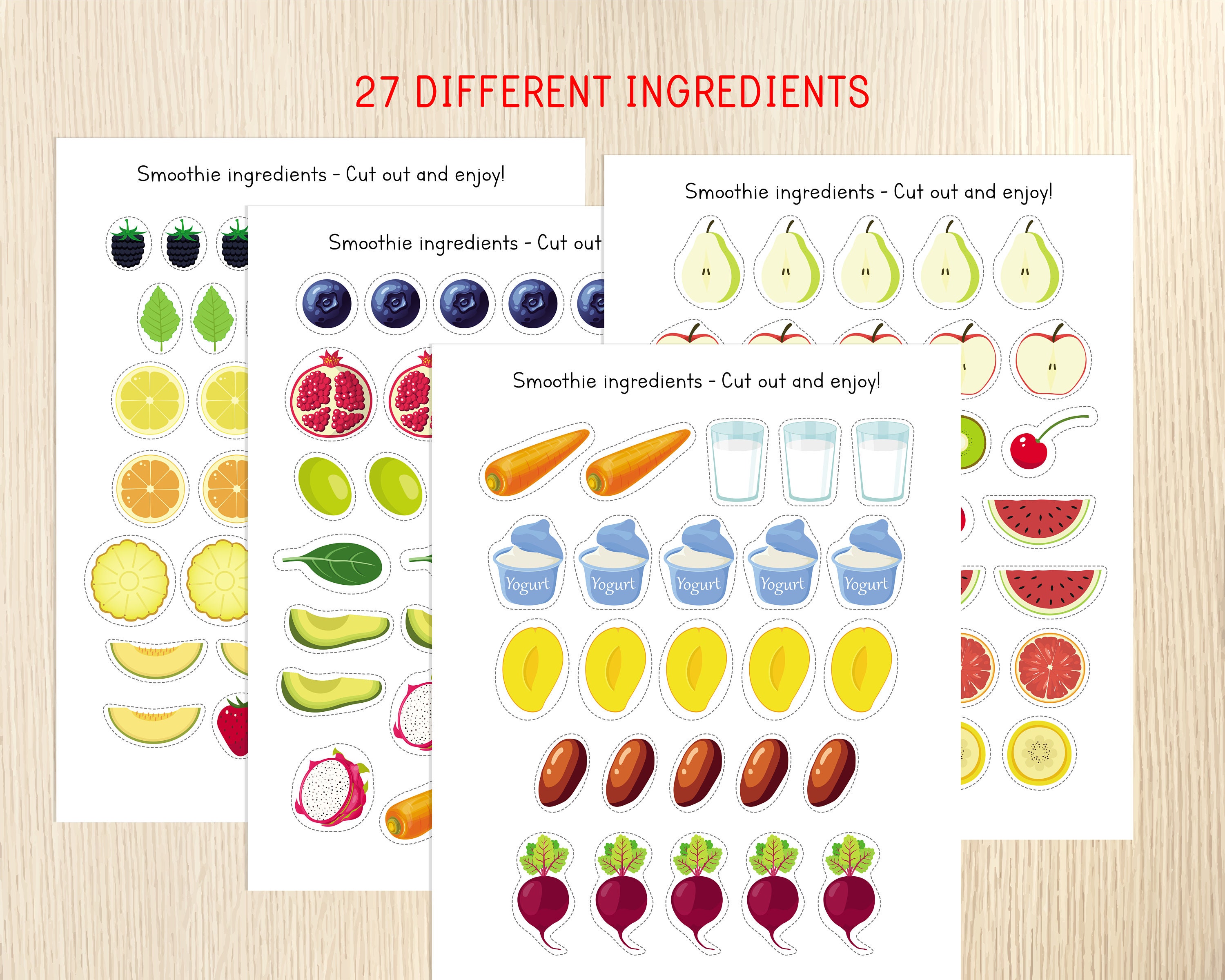 Make a Smoothie Game, Pretend Play, Dramatic Play for Kids, Cutting and ...