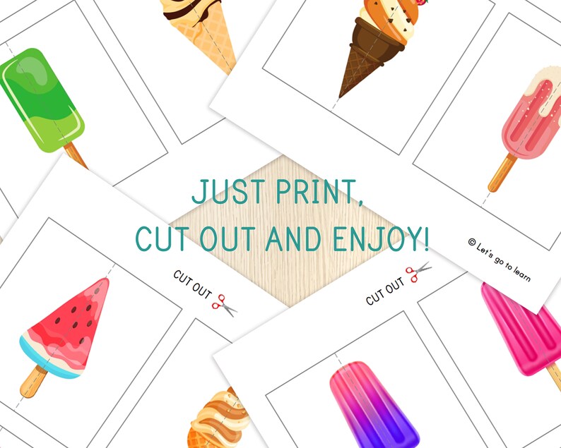 Ice Cream Matching Activity, 52 Puzzles, Popsicles, Toddler & Preschool ...