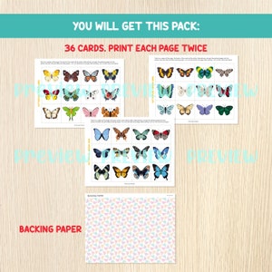 Butterfly Memory Game, 36 Cards, Matching Activity, Toddler, Preschool ...