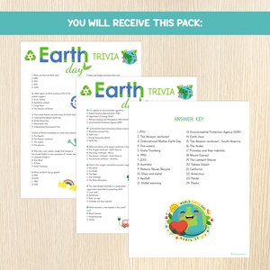 Earth Day Trivia Game, Party Trivia, Trivia Quiz, Answer Key Included ...