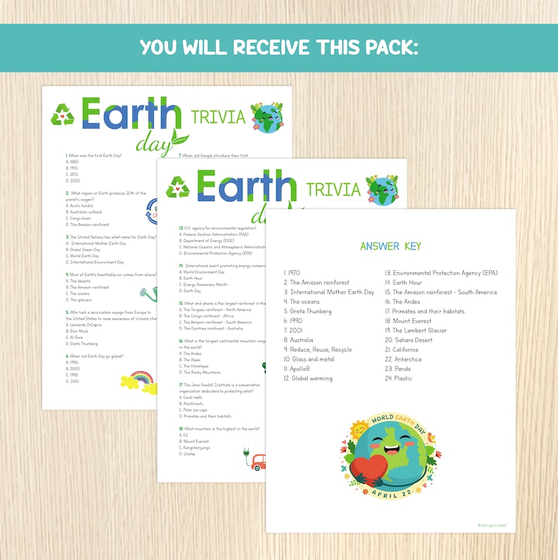 Earth Day Trivia Game, Party Trivia, Trivia Quiz, Answer Key Included ...