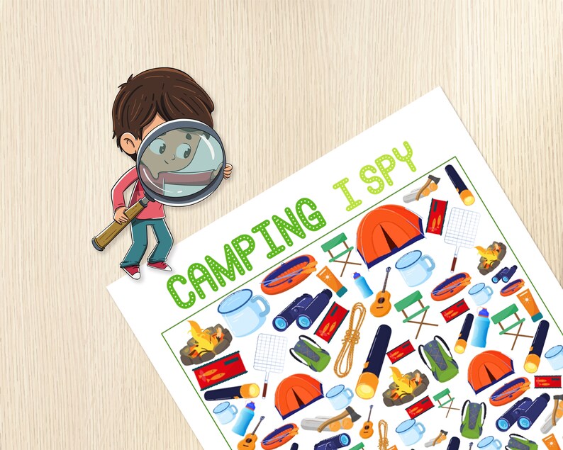 Camping I Spy, Counting Game, Look and Find, Summer Camp Activity, I ...