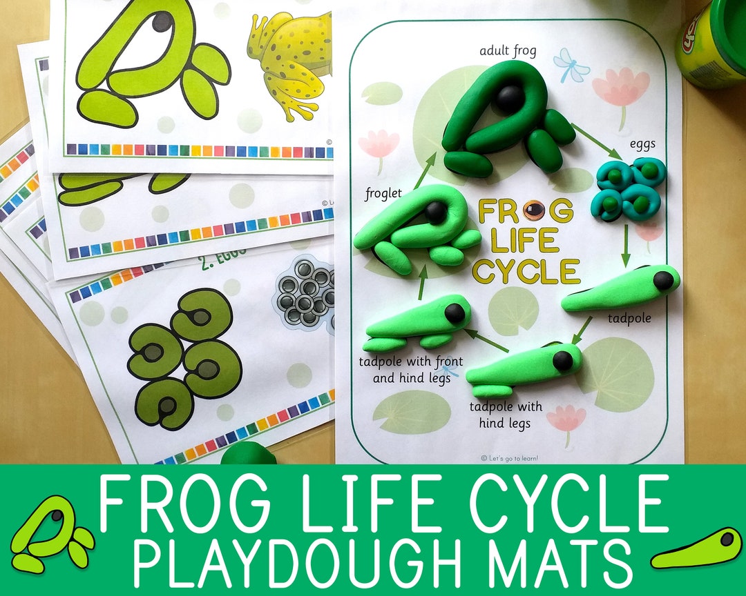 Frog Life Cycle Playdough Mats, Play Doh Activity, Preschool Game, Pre ...