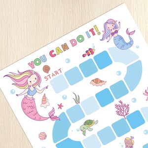 Mermaid Reward Chart, Sticker Chart, Toddler, Preschool, Potty Training ...