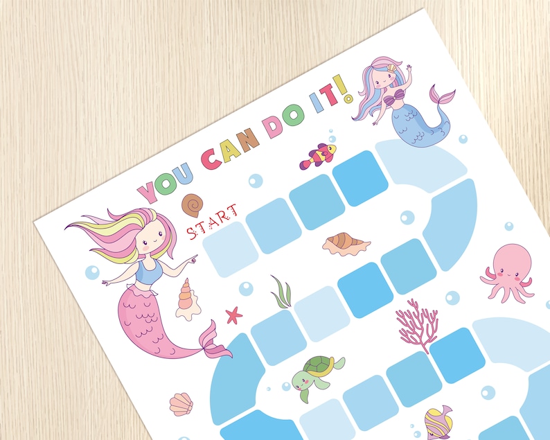 Mermaid Reward Chart, Sticker Chart, Toddler, Preschool, Potty Training ...