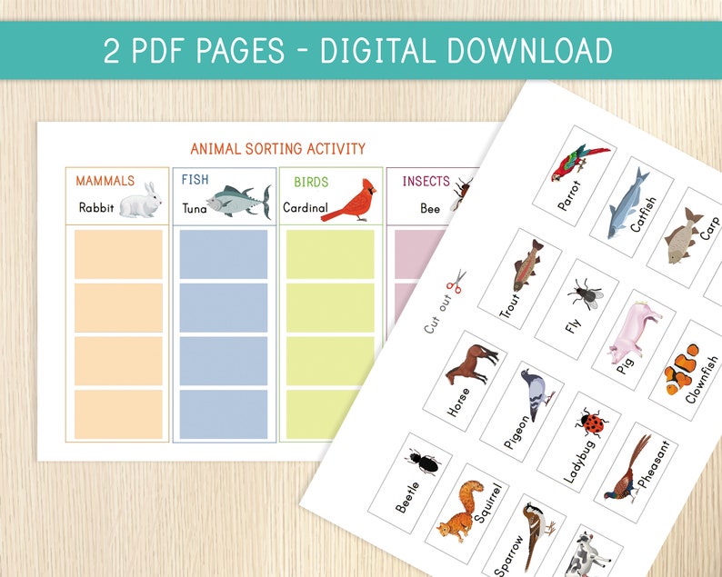 Animals Worksheet for Kids - Sorting Activity for Preschool ...