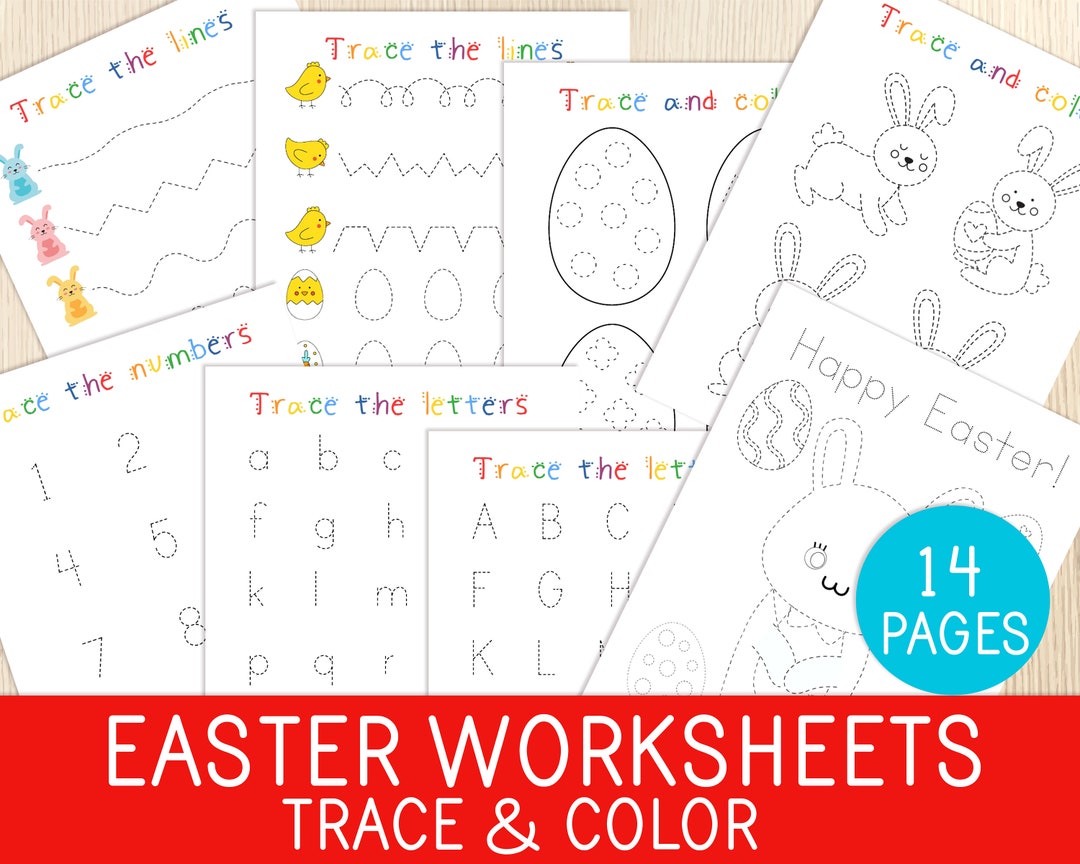 Easter Trace & Color Worksheets - Tracing Practice, Pre-writing, Easter ...